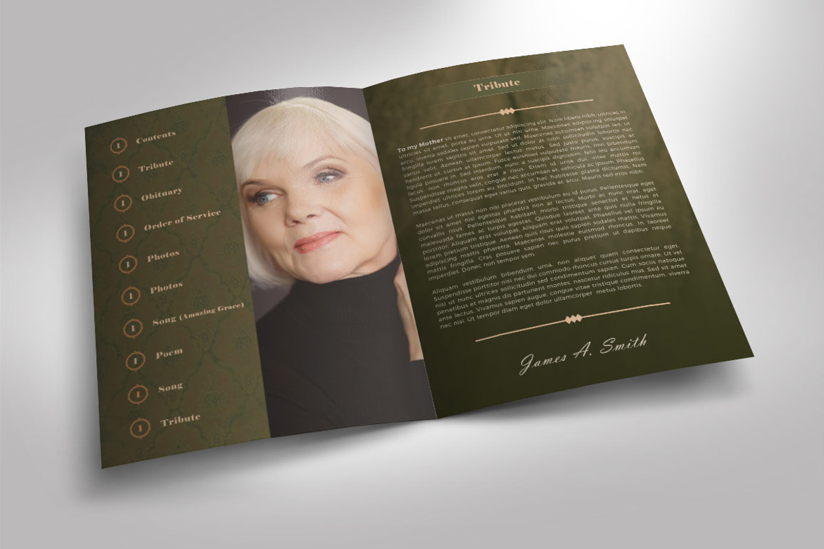 Funeral Program 05 Vintage Green, a Brochure Template by SeraphimChris