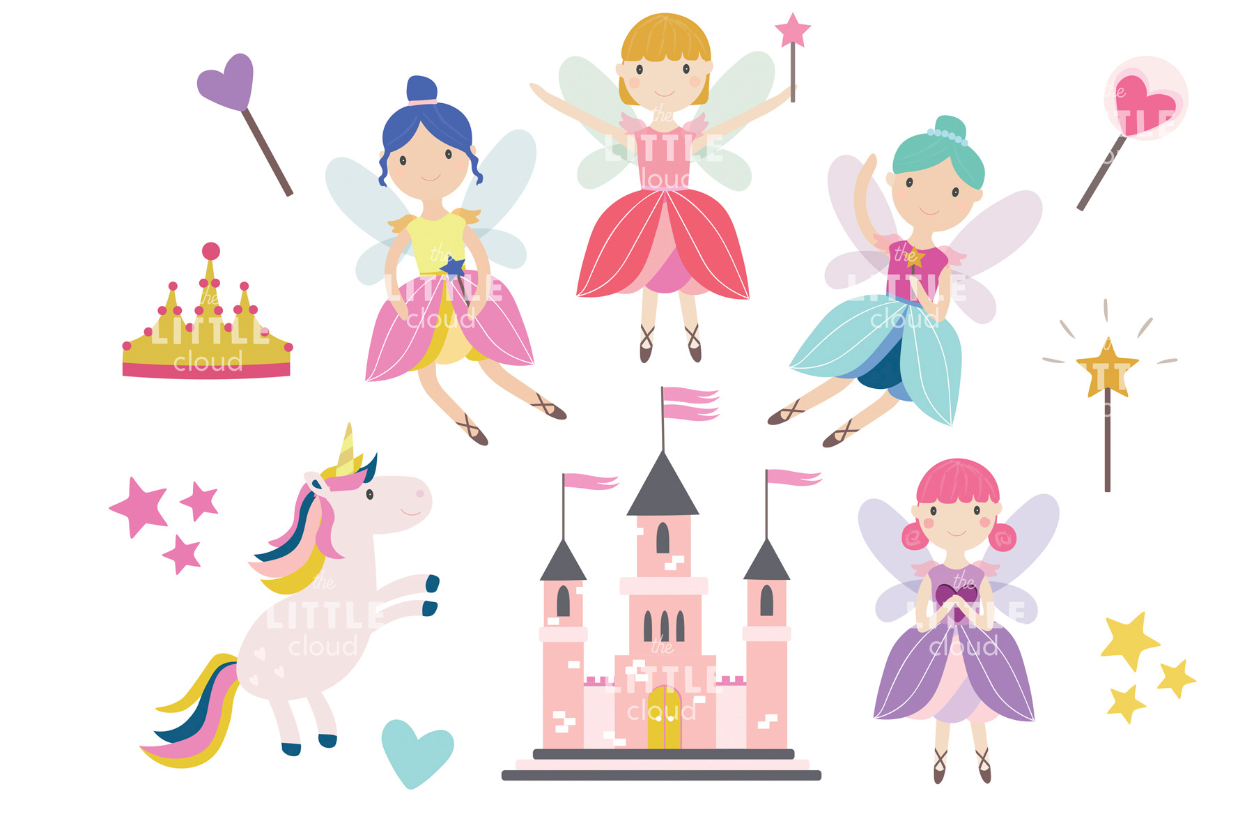 Little fairies, fairy tale clipart, an Illustration by Katie Lisker