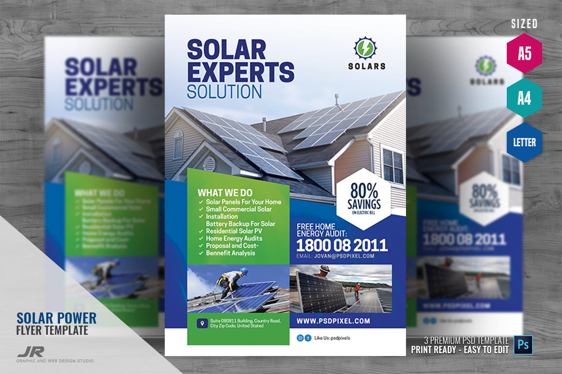Solar Company Flyer, a Flyer Template by PSDPixel