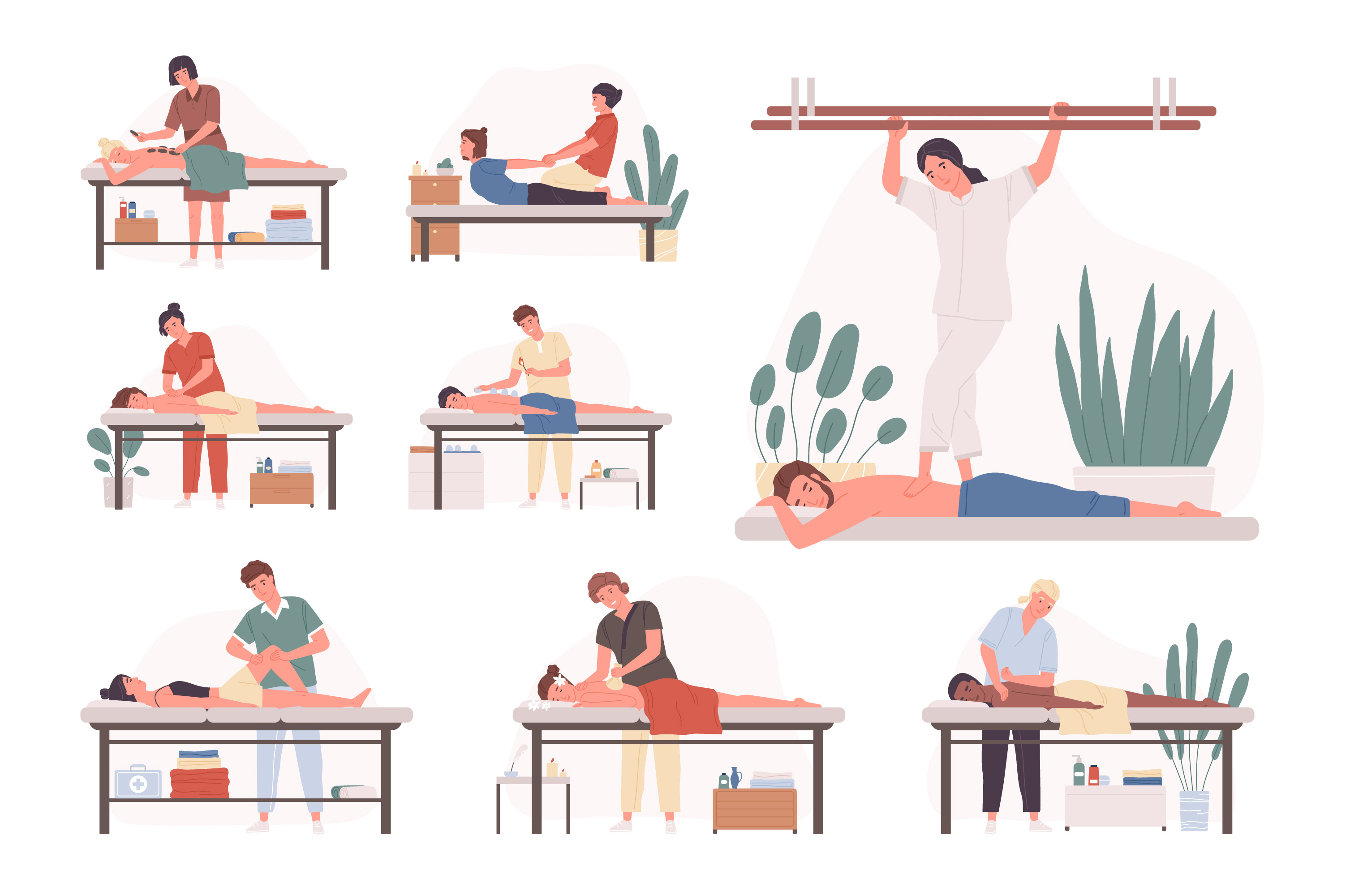Massage, body relax set, a Healthcare Illustration by Good Studio