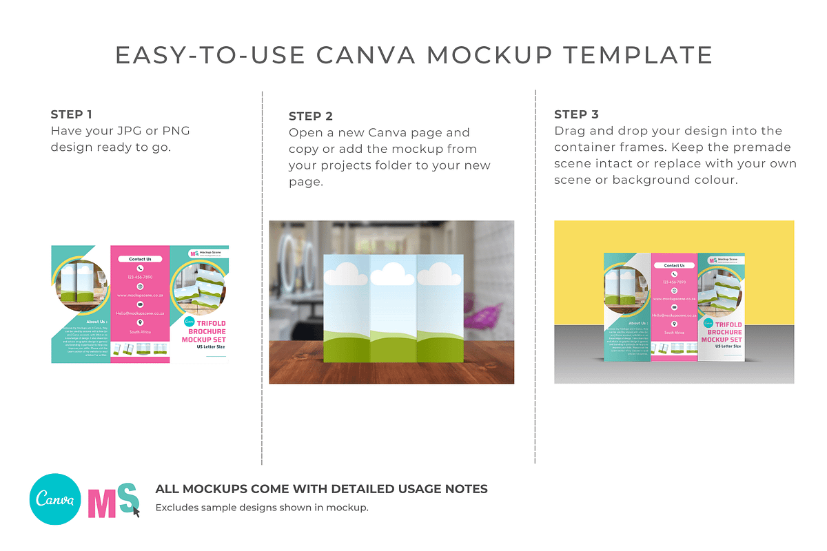 Trifold Pamphlet Canva Mockup Sampler