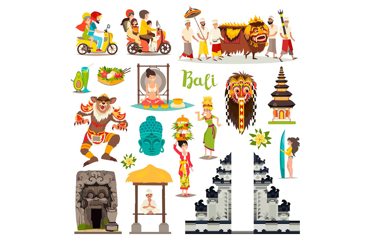 Bali map and Bali set art, a Decorative Illustration by Rimma ...