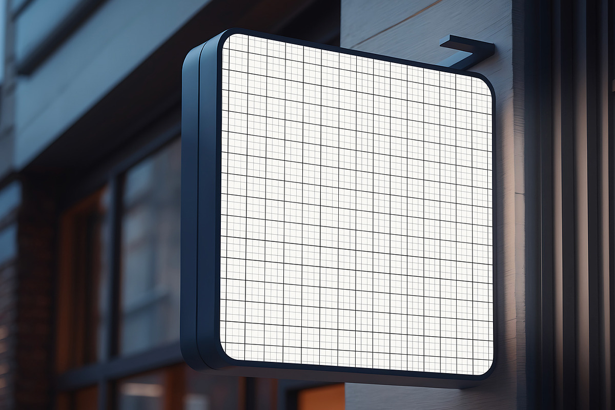 Square Signboard Lightbox Mockup