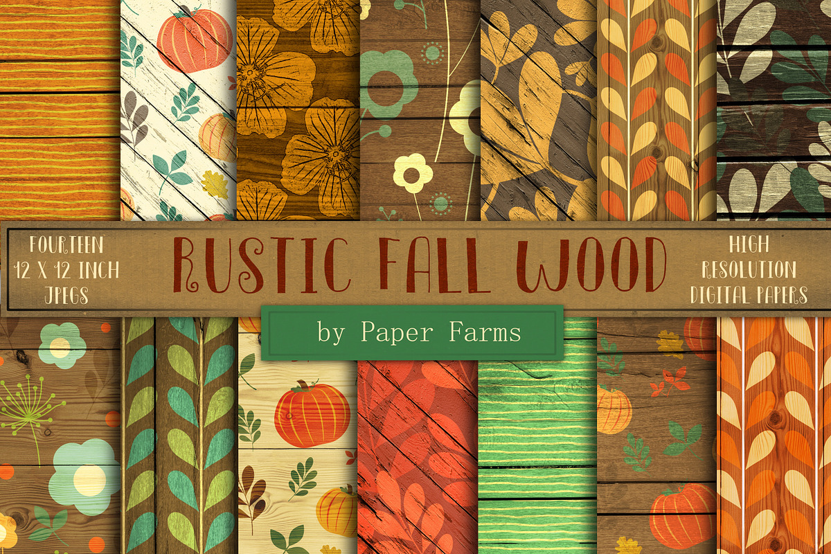 Rustic fall wood backgrounds, a Pattern Graphic by Paper Farms