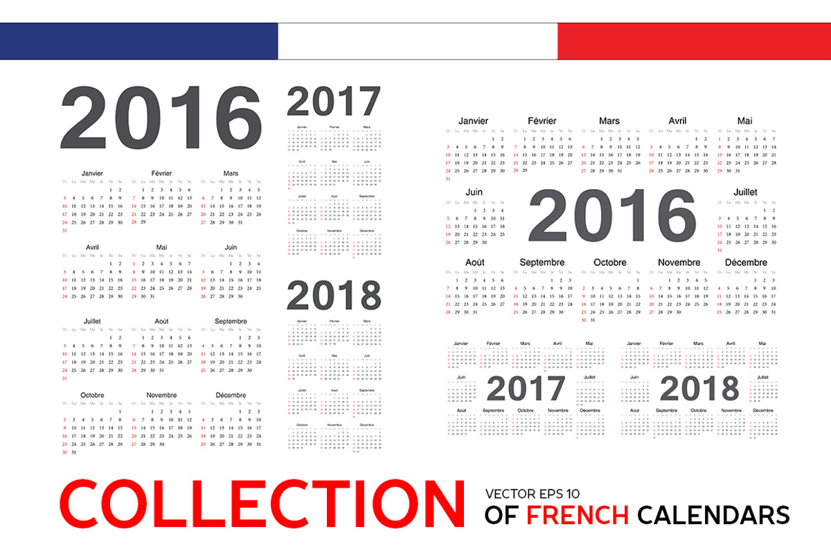 Collection of french calendars, a Work Illustration by Julvil