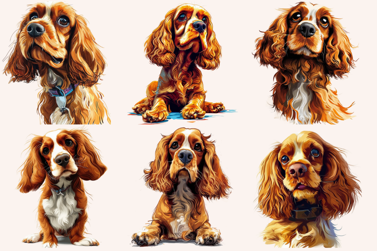 Cartoon Caricature Cocker Spaniels