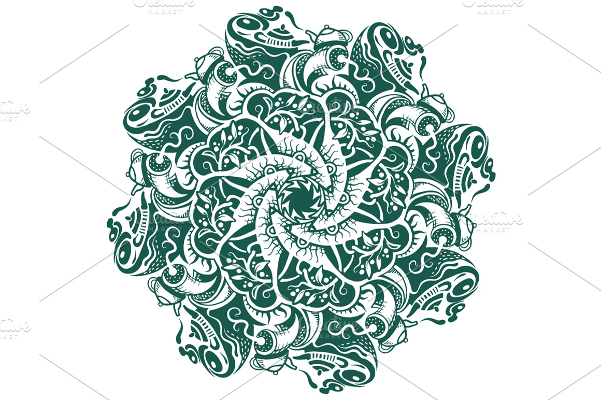 Round hand-drawn patterns, a Decorative Illustration by Bubert Art