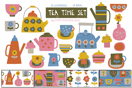 Digital Tea Time Clip Art | Illustrations ~ Creative Market