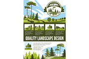 Garden landscape architecture poster, a Work Illustration by Vector ...