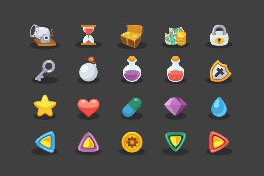 Basic Game Elements Icons, an Icon by Sunbzy
