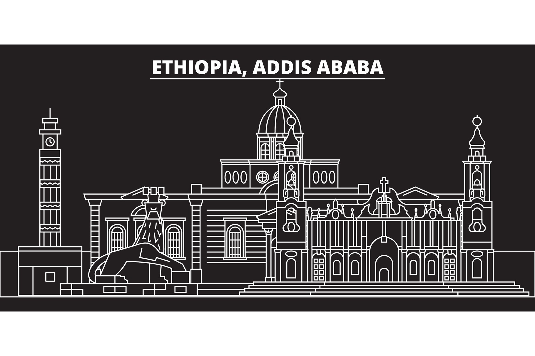 Addis ababa silhouette skyline. Ethiopia - Addis ababa vector city ...