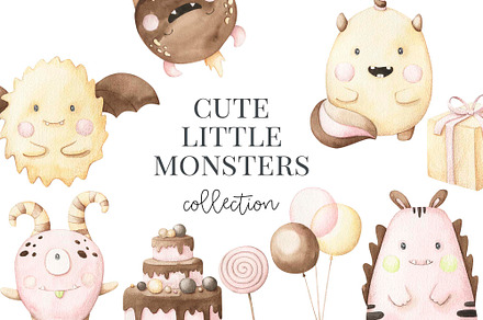 Cute little monsters clipart set | Illustrations ~ Creative Market
