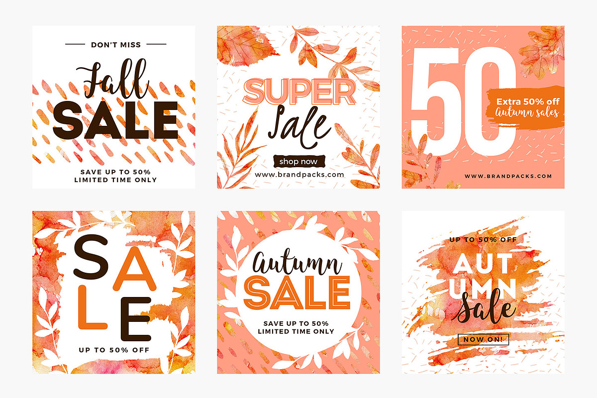 Fall / Autumn Social Media Templates, a Social Media Template by BrandPacks