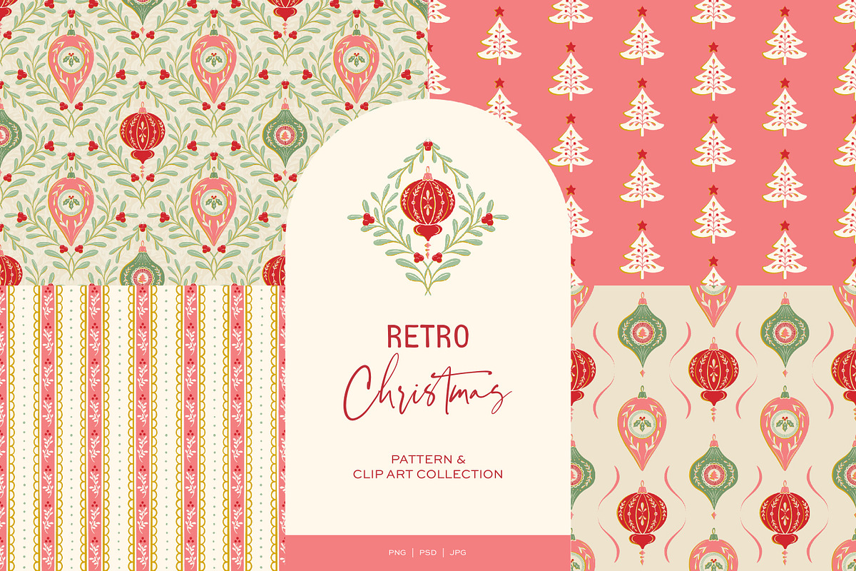 Retro Christmas Patterns & Clip Art, a Pattern Graphic by Eclectic ...