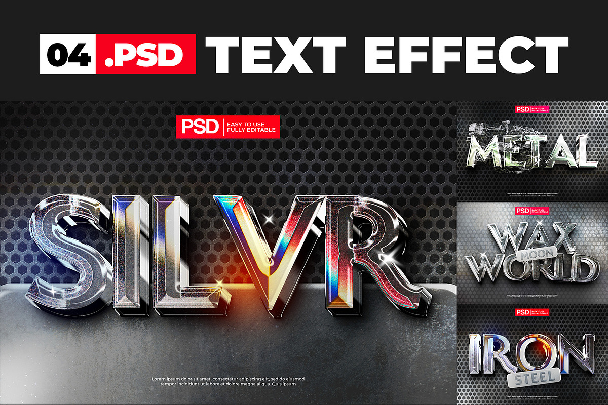 Chrome Metal 3D Editable Text Effect