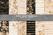 Rose Gold Marbles in Metallic Foil, a Pattern Graphic by Blixa 6 Studios