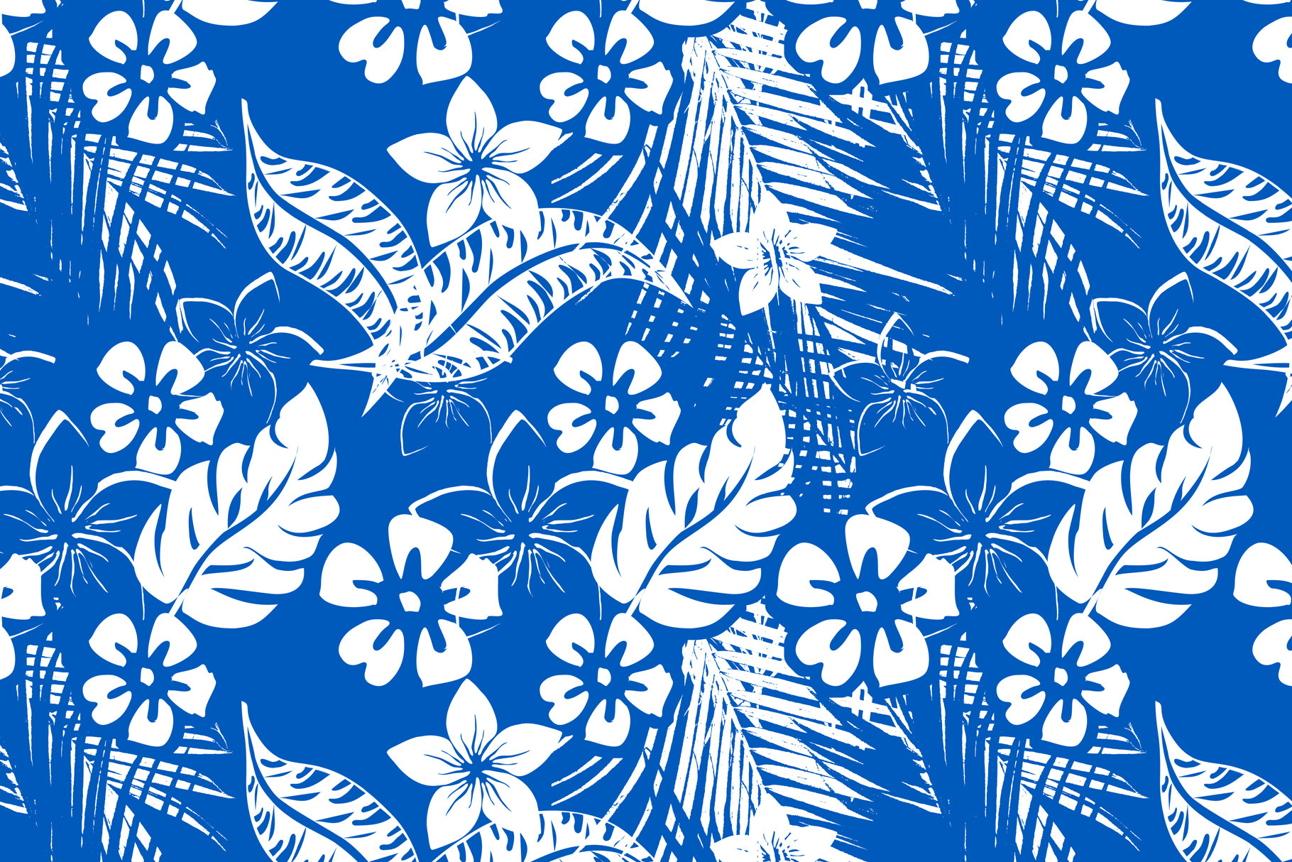 Blue and White Tropical Jungle Seamless Pattern | Creative Market