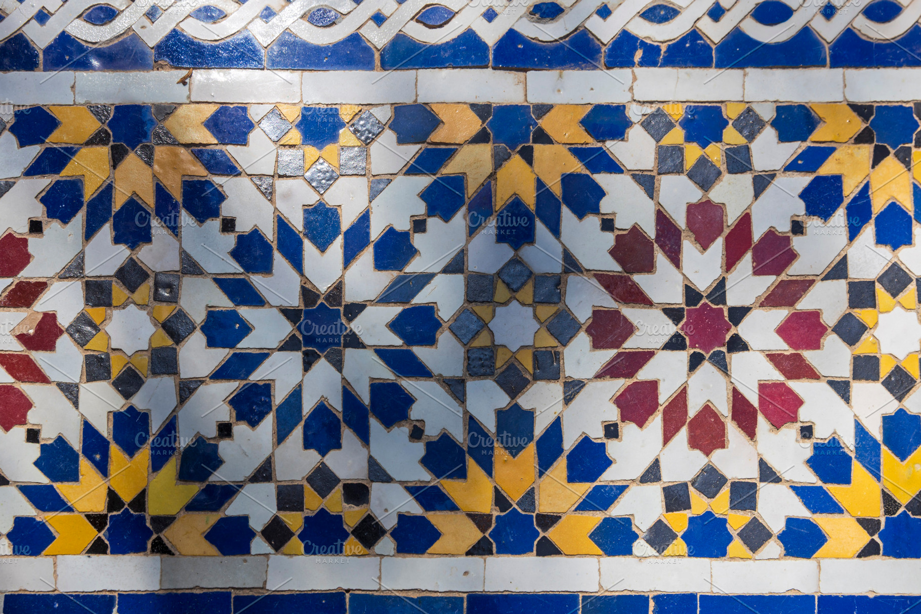 Moroccan Zellige Tilework, Close-up, a Background Photo by Imaginarium