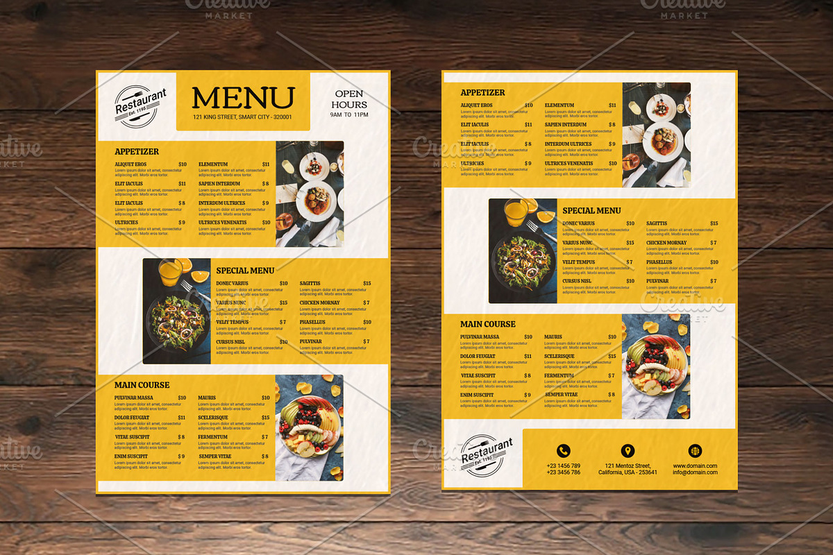 Modern Food Menu, a Templates & Theme by Goodsdune | Creative Market