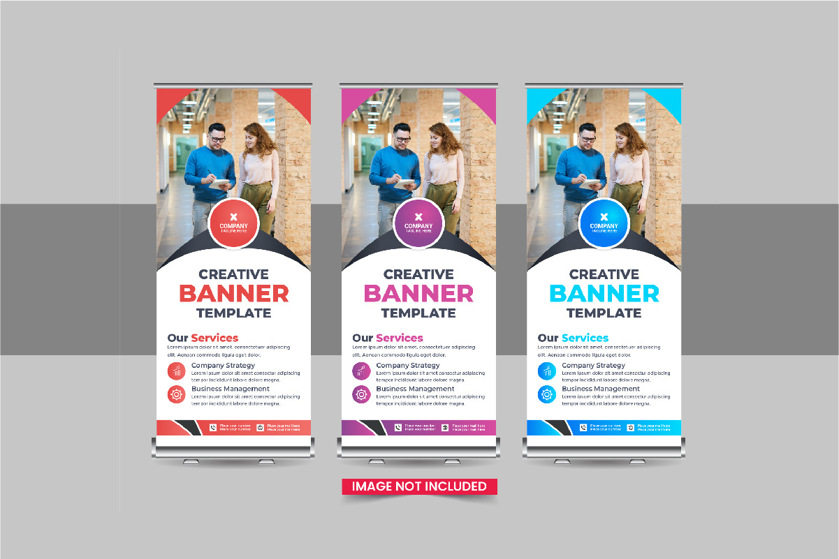 Company advertisement roll up bannerbanner, up, roll, design, pull ...