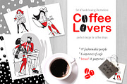 Coffee lovers - trendy characters, a Food Illustration by Prozerpina
