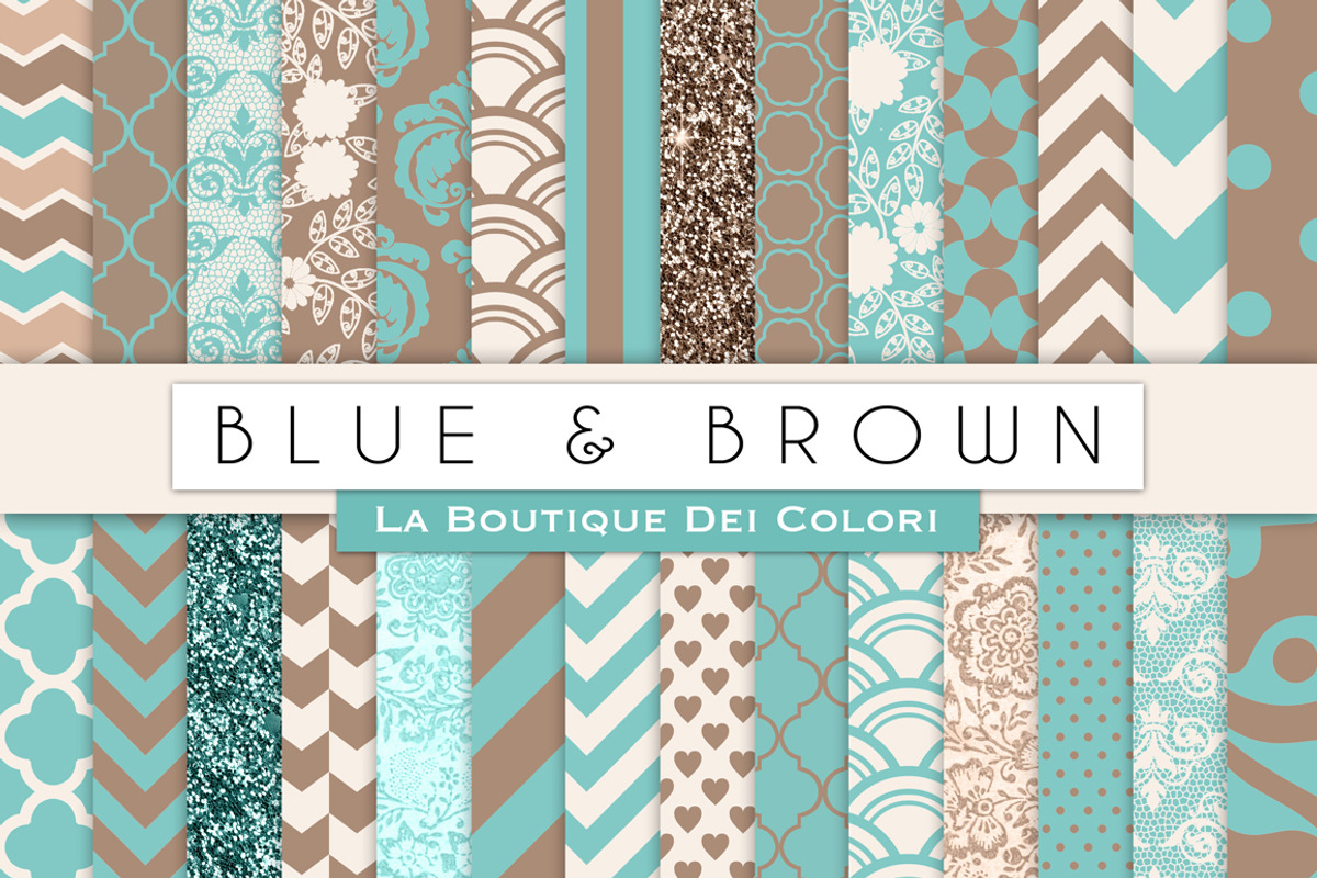 Blue & Brown Digital Papers, a Pattern Graphic by La Boutique dei Colori