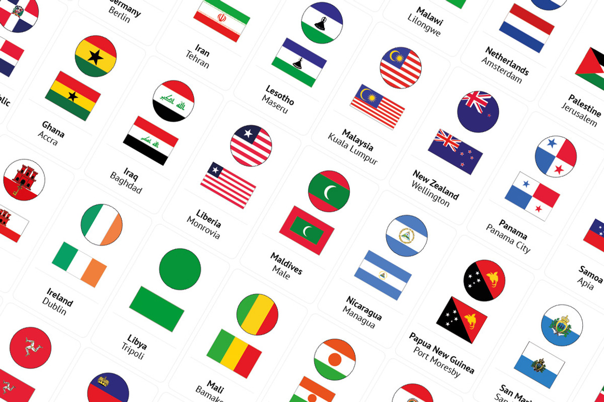 200+ Flags From Around The World, an Illustration by Pixel Strawberry