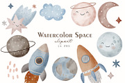 Watercolor cute space clipart PNG, an Illustration by SleptArt