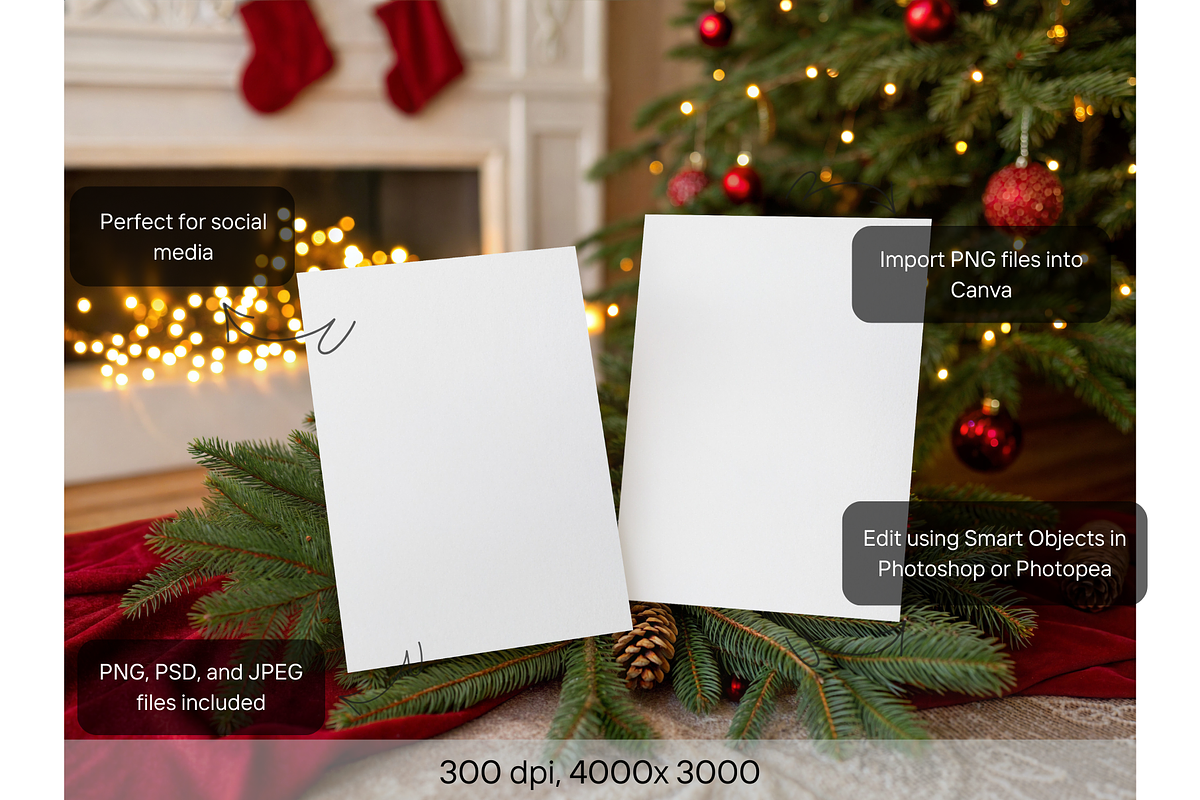 Christmas Card Mockup with Tree, a Product Mockup by MockupWizard