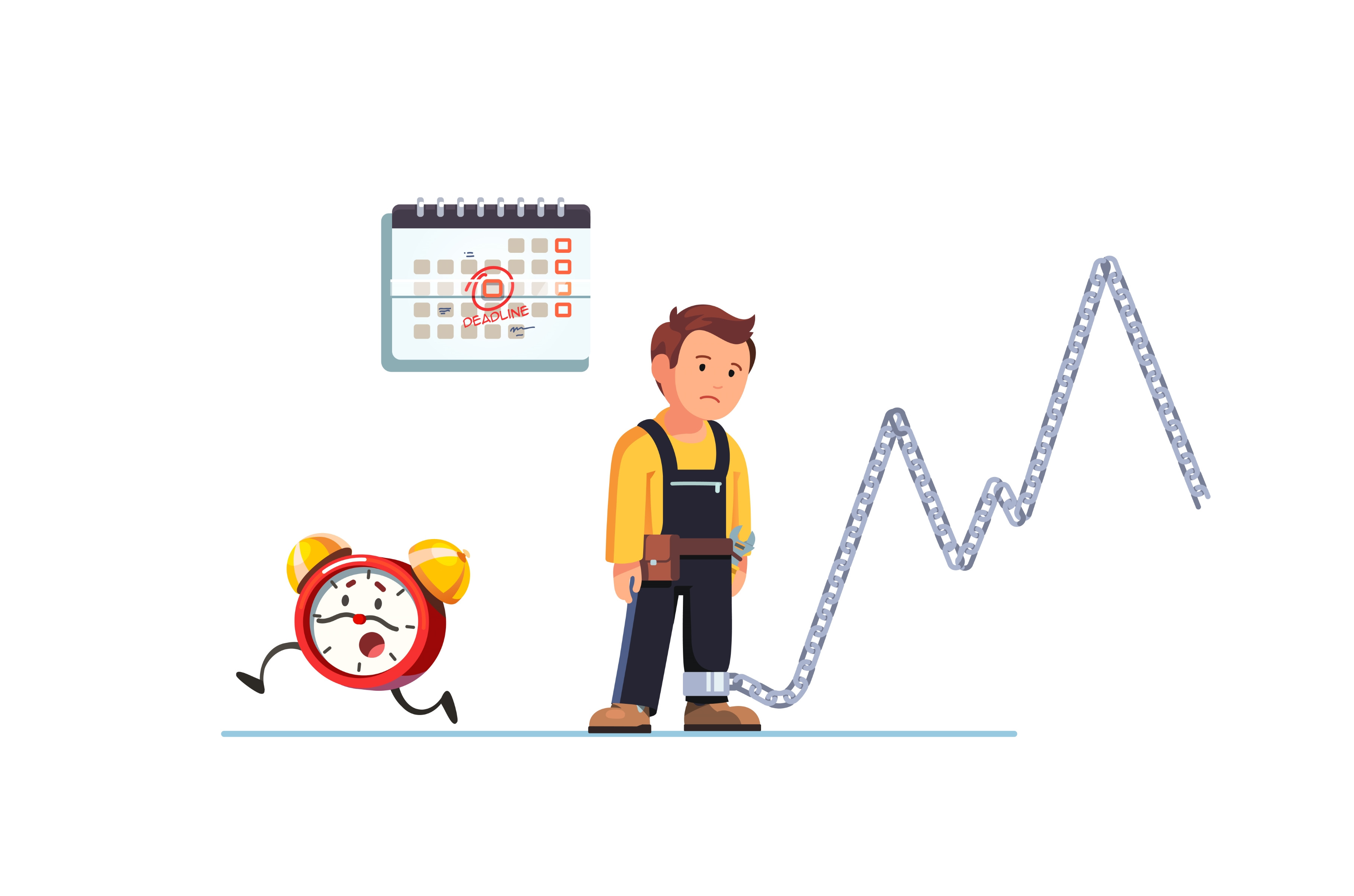 Sad contractor under work pressure | People Illustrations ~ Creative Market