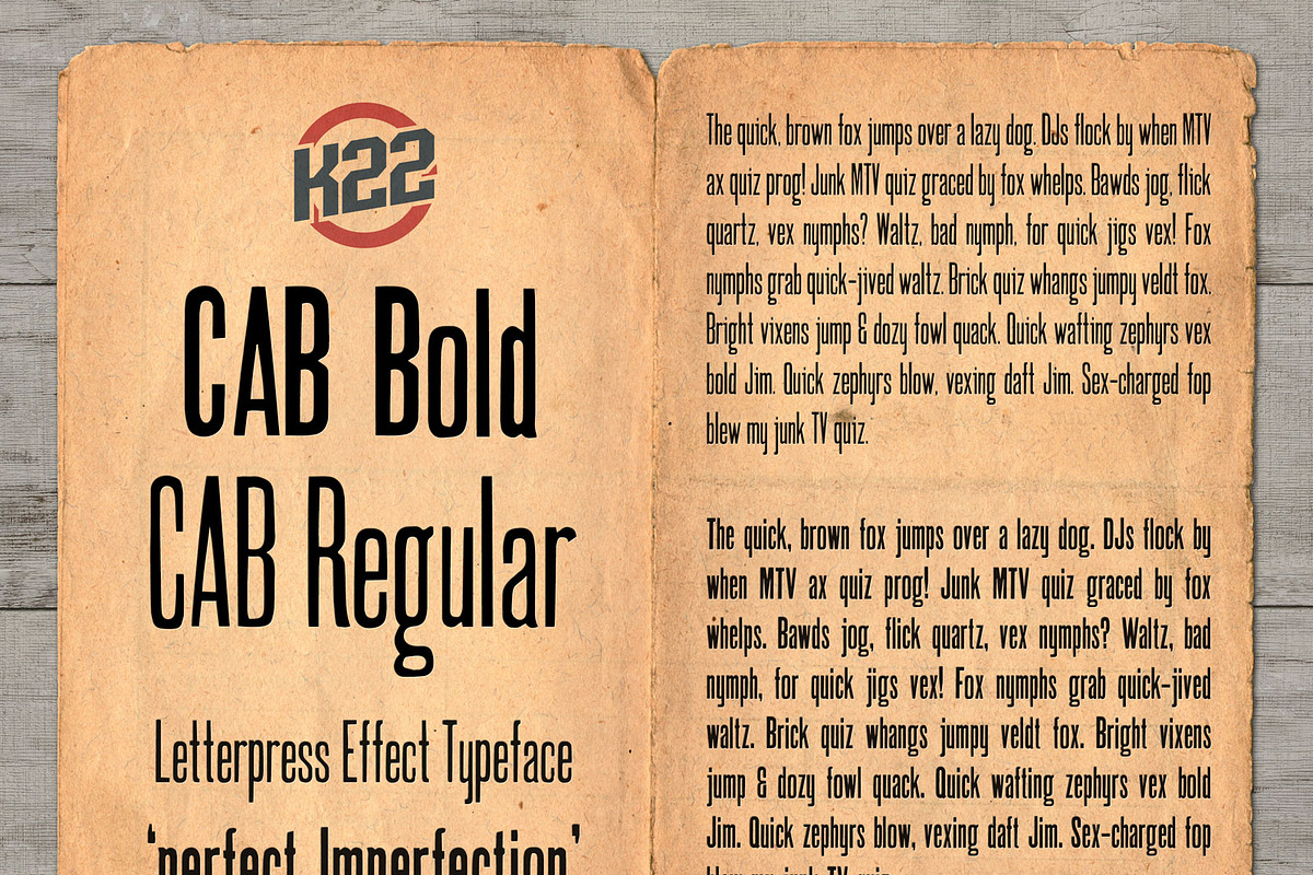 CAB Letterpress font, a Sans Serif Font by Kitch22 Foundry