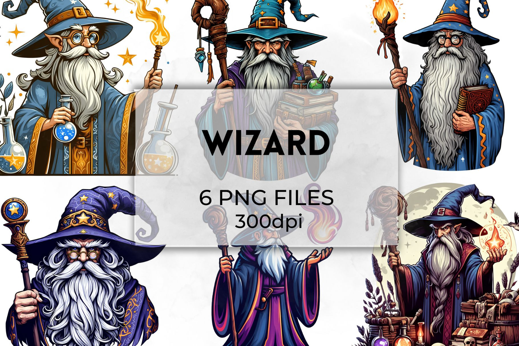 Magical Wizard Clipart Illustrations, a Person Illustration by QM_ART