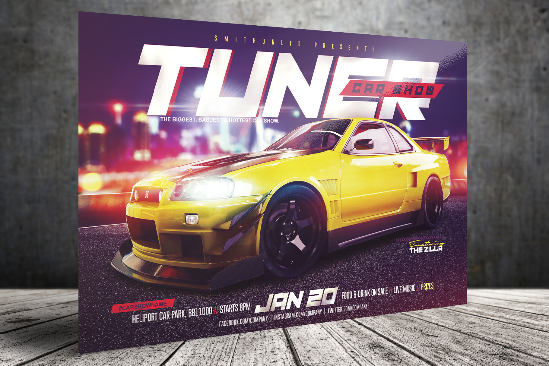 Car Show Flyer - Tuner - Horizontal, a Flyer Template by smithunltd