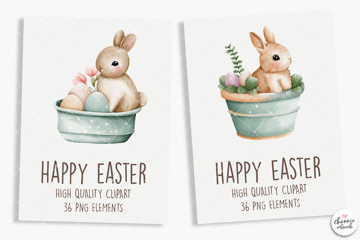 Easter Clipart, Easter Rabbit, an Illustration by Chonnieartwork