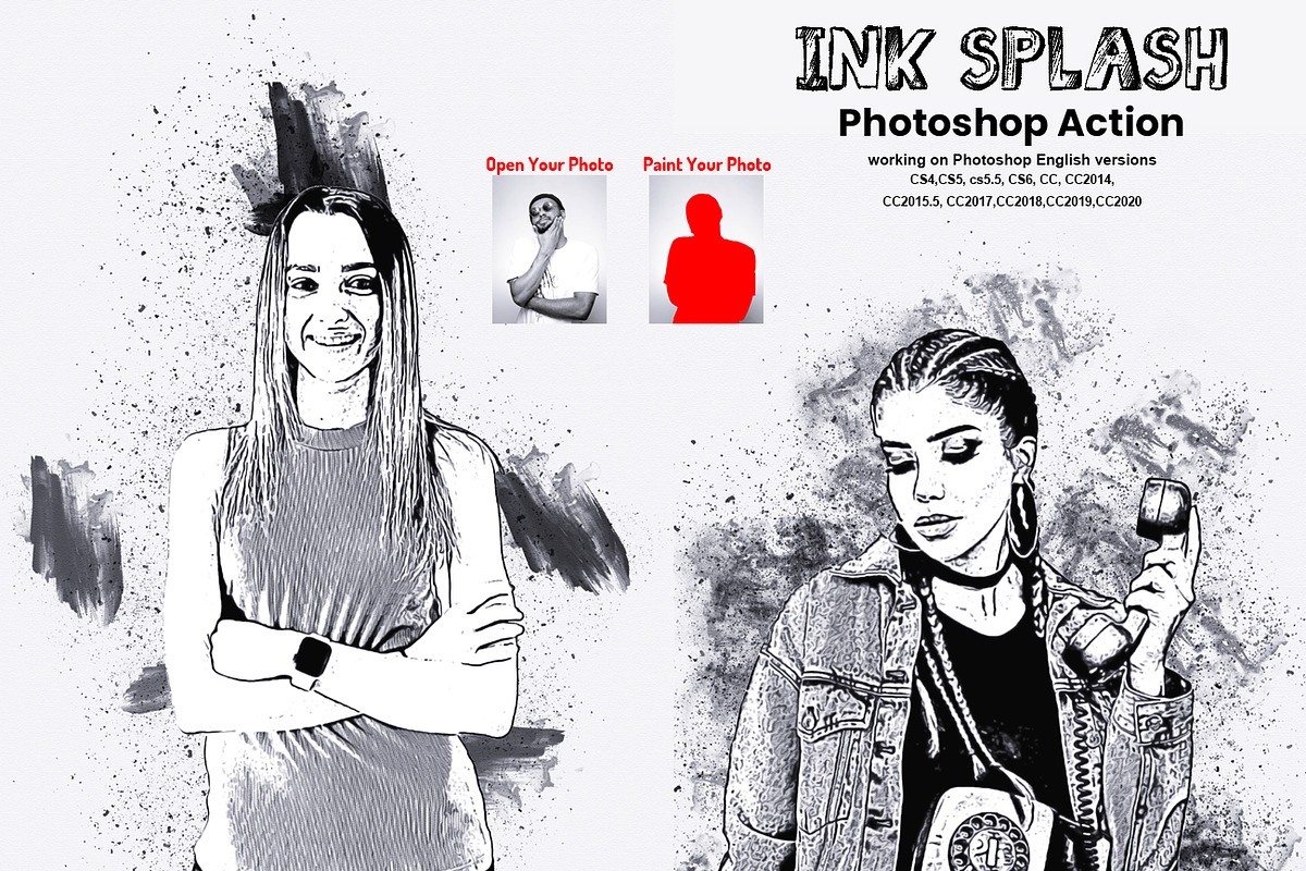 Ink Splash Photoshop Action, an Action Add-On by Studio Retouch