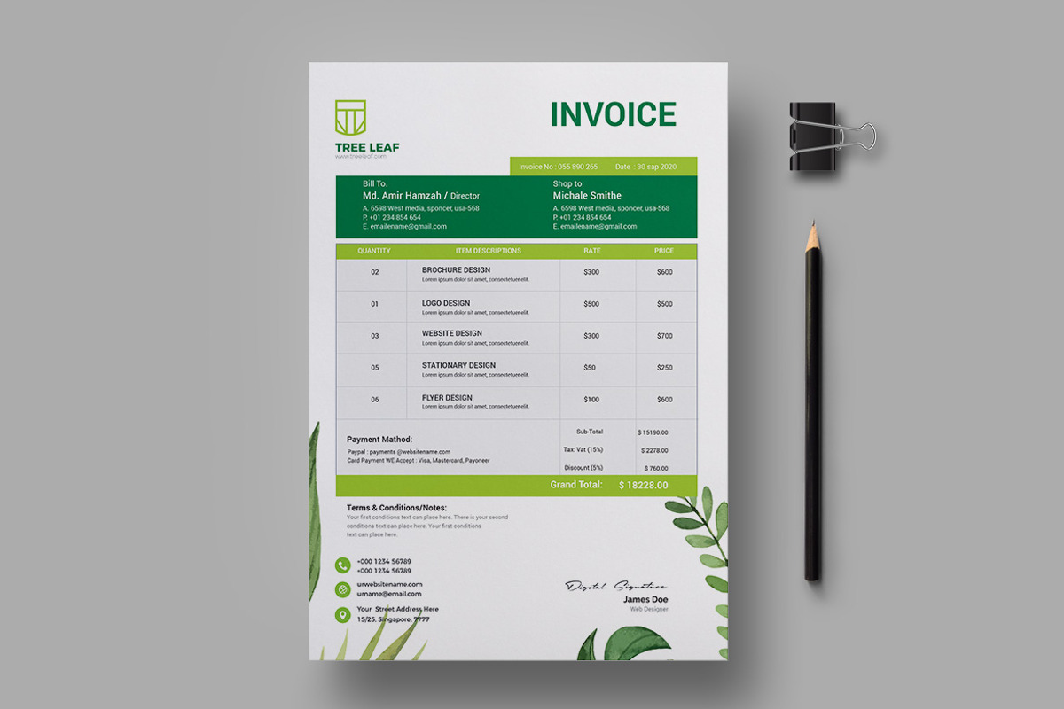 Invoice, a Stationery Template by GenerousArt
