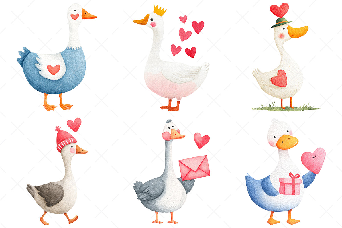 Valentine Silly Goose Clipart Png, an Illustration by Craft Nest