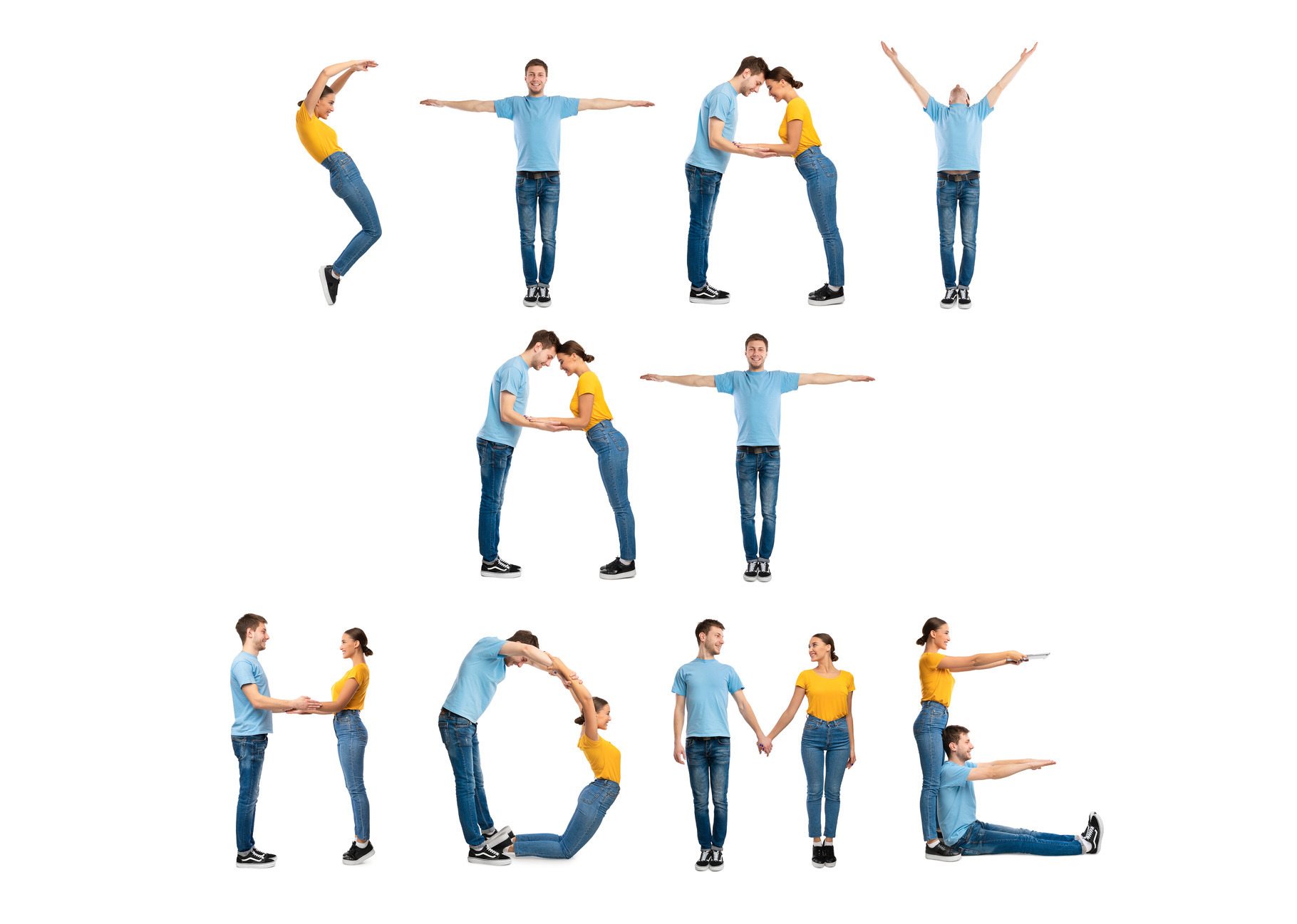 Group of people forming Stay At Home | Stock Photos ~ Creative Market