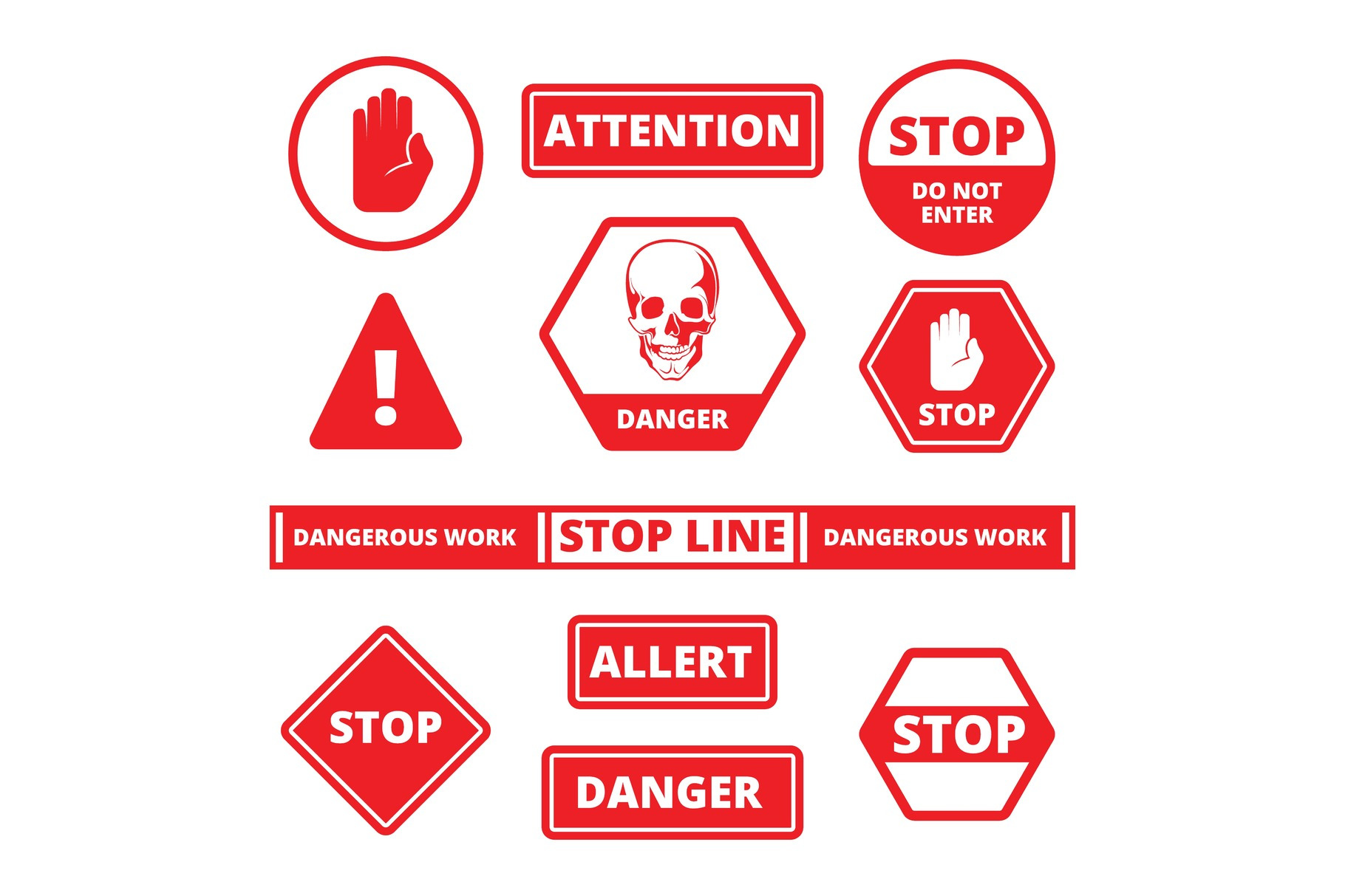 attention stop signs. danger alerts, an Object Illustration by Multigon