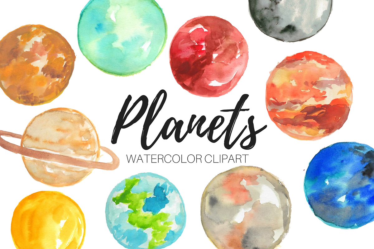 Watercolor Planet Clipart, an Illustration by Writelovely