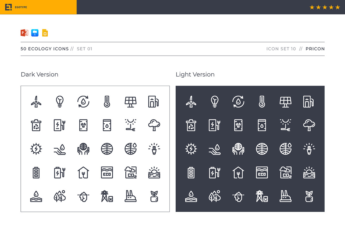 Icons for Powerpoint, Keynote and Google Slides Presentations