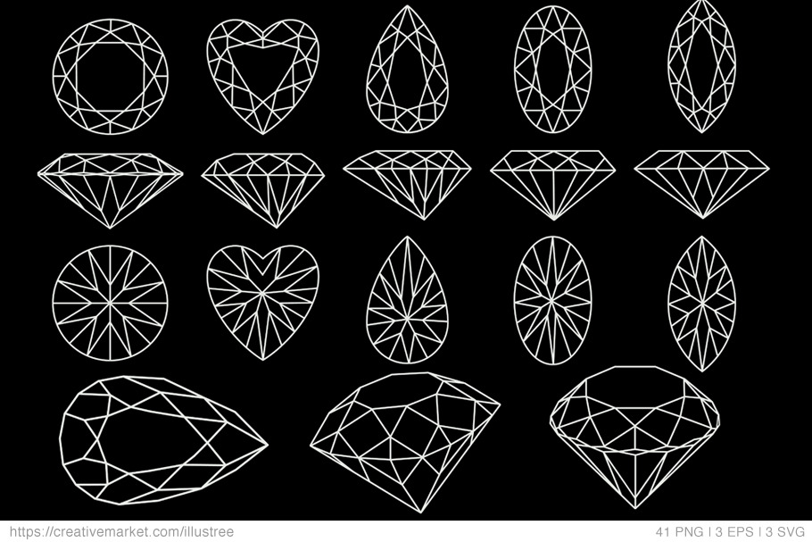 Diamonds vector set, a Graphic by Illustree