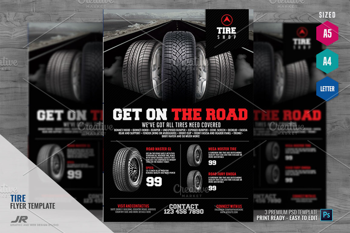 Tire Service Center Flyer, a Flyer Template by PSDPixel