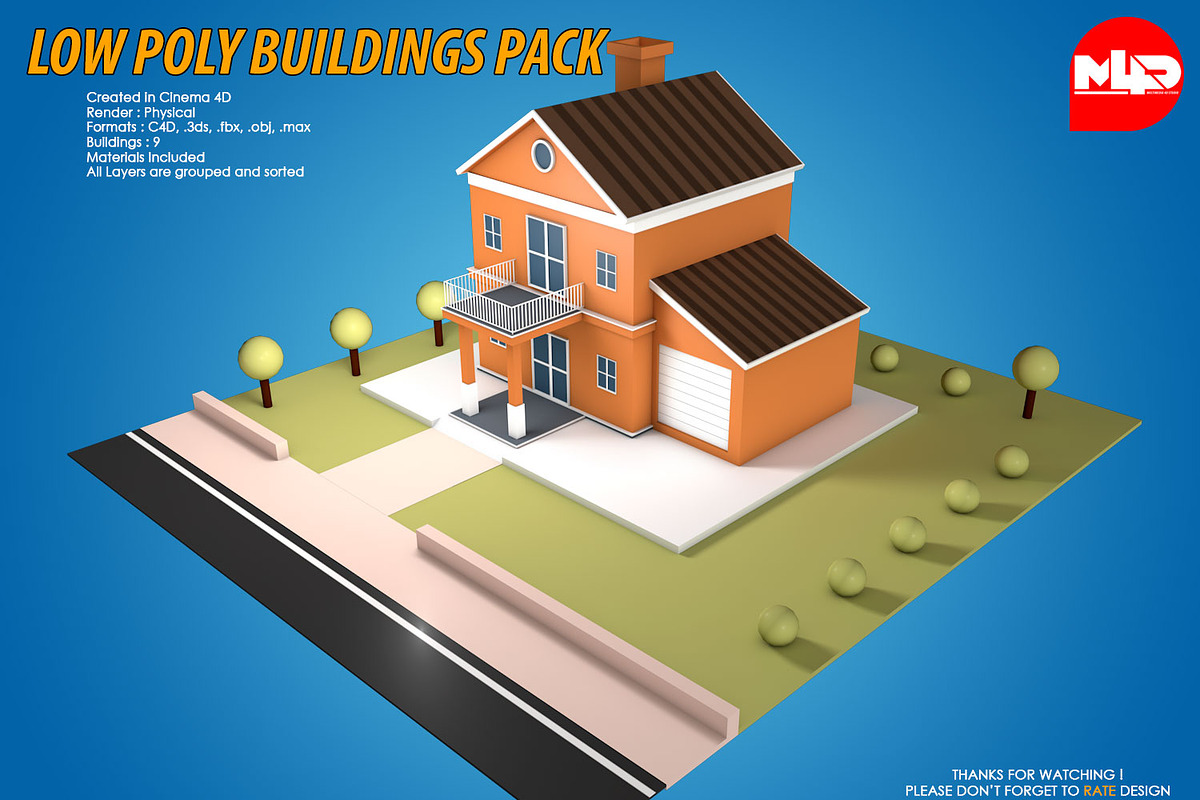 Low Poly Buildings Pack, an Architecture 3D Model by multimedia4ds