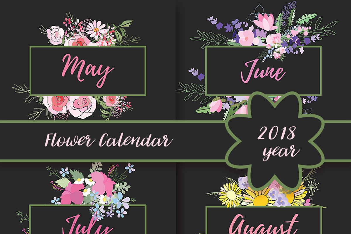 №257 Flower Calendar 2018 year, a Decorative Illustration by Rasveta ...