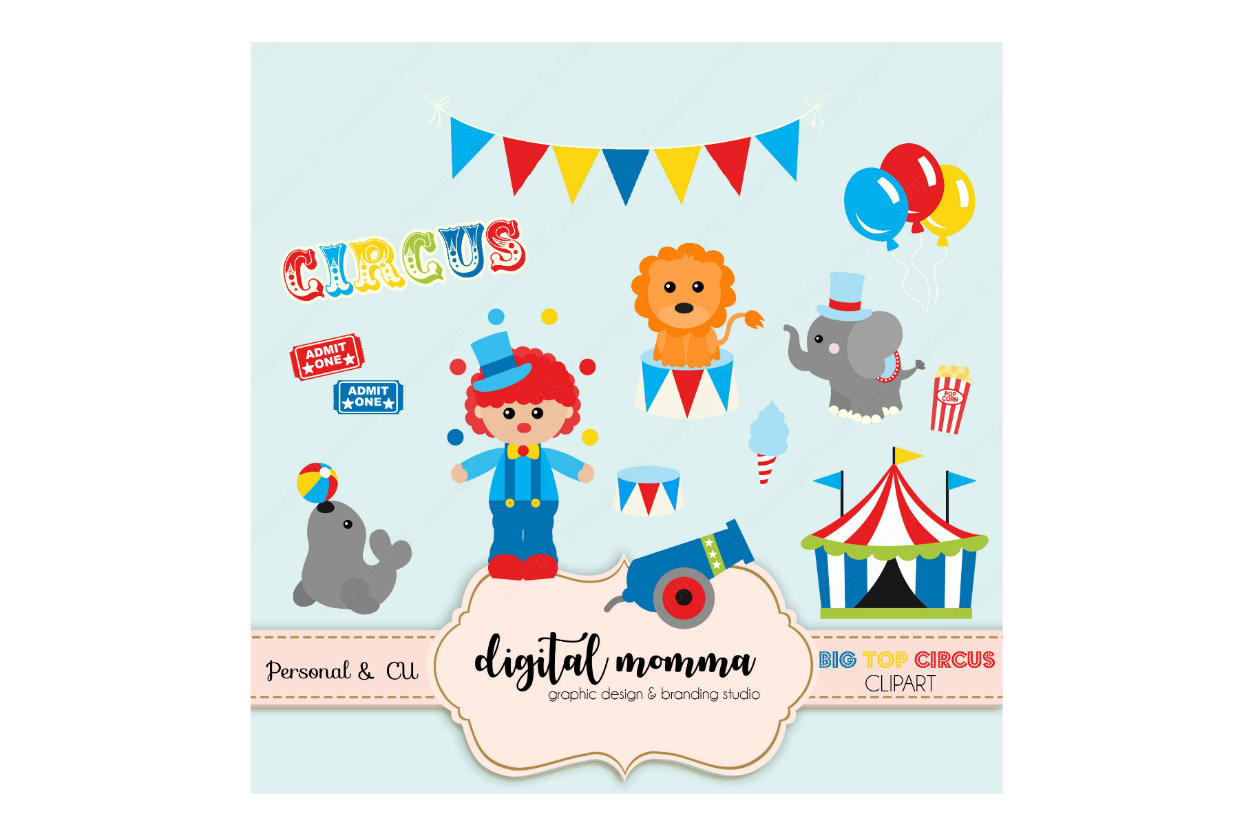 Big Top Circus Boy Clipart Set, an Illustration by Digital Momma