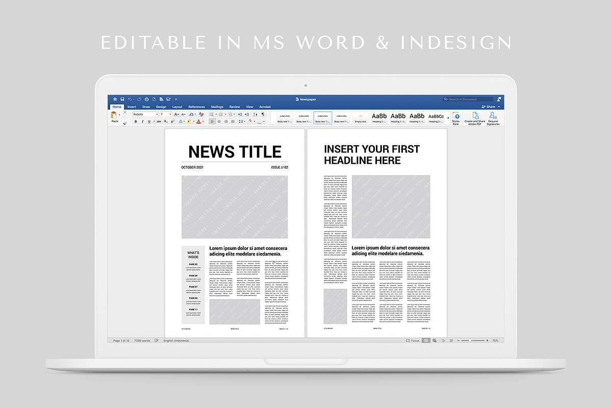Newspaper | MS Word & Indesign, a Magazine Template by Leaflove