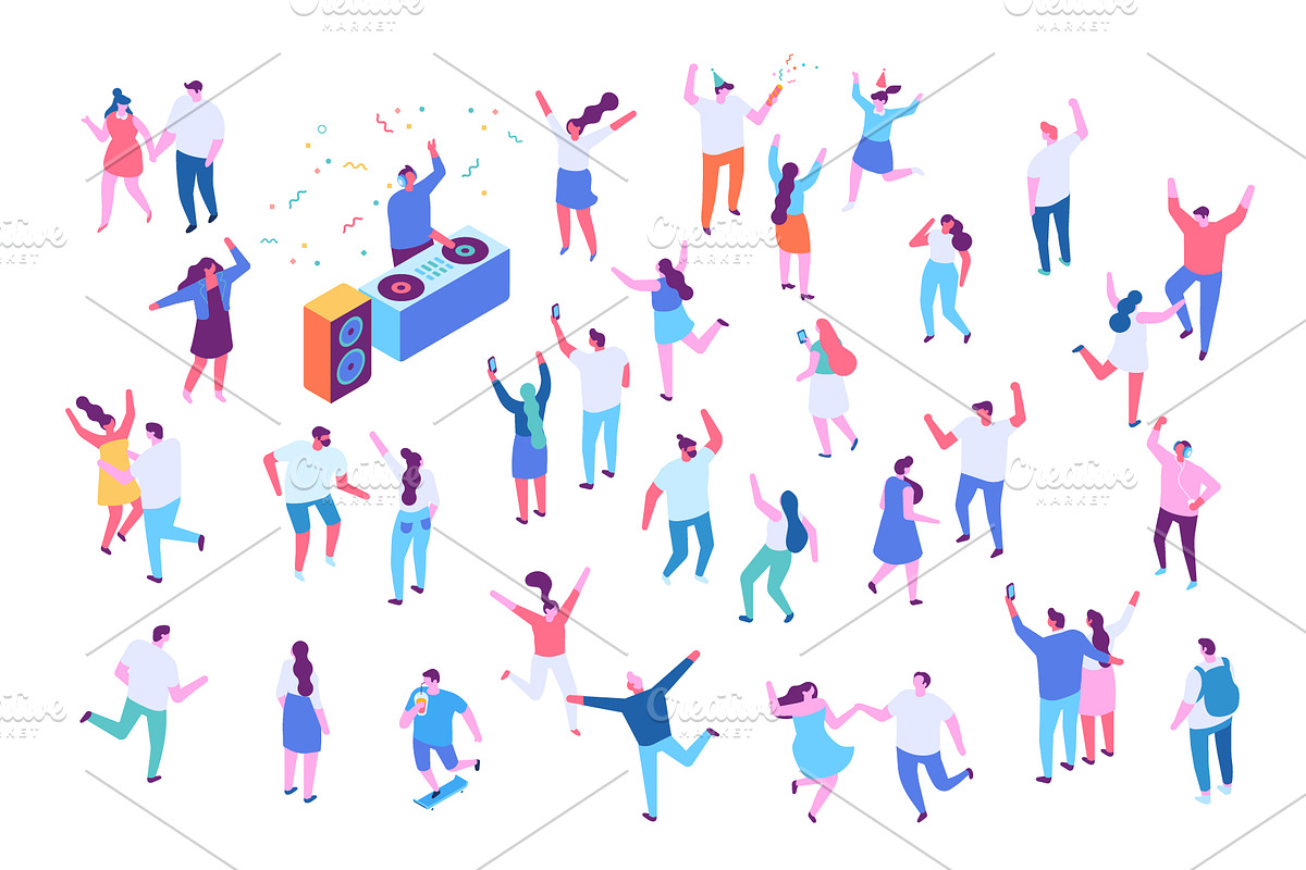 Isometric cartoon people vector set, a Person Illustration by Vector_Art
