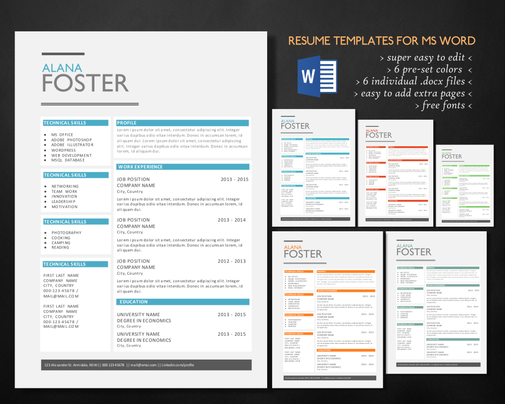 Clean simple 2 in 1 Word resume, a Resume Template by Inkpower