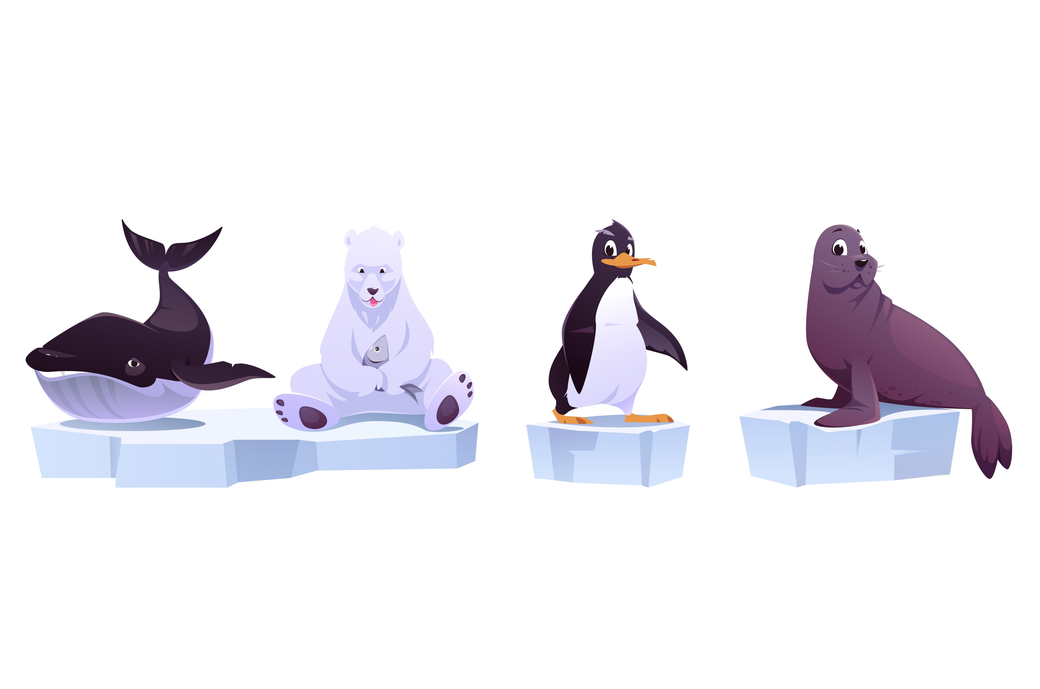 Cartoon wild animals on ice floes, an Animal Illustration by art PVP ...